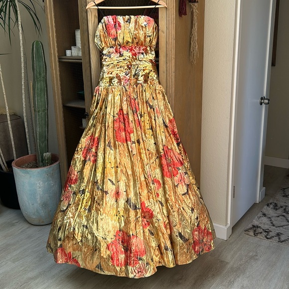 Patricia Rhodes | Dresses | Vintage Patricia Rhodes Floral Metallic ...